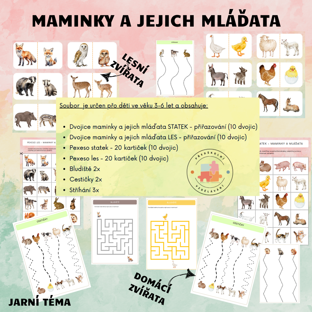 Maminky a jejich mláďata - Grafomotorika | UčiteléUčitelům.cz